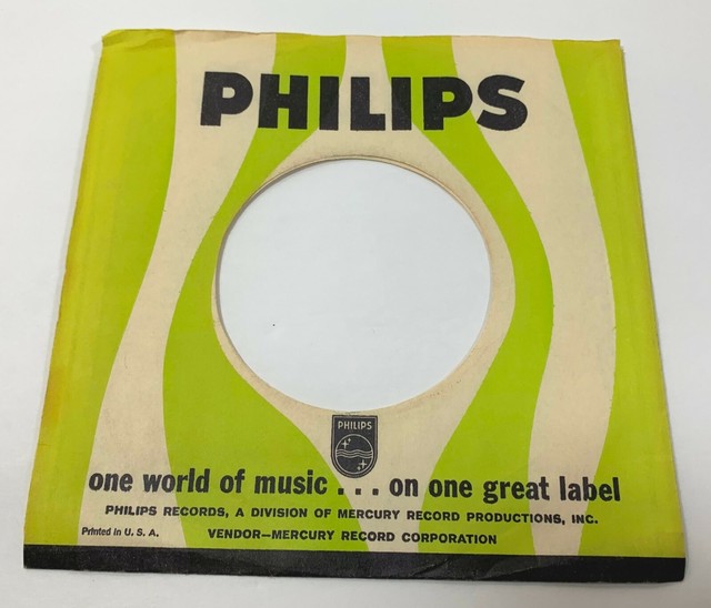Philips Records Company 45 RPM Record Sleeve Striped One World of Music ...
