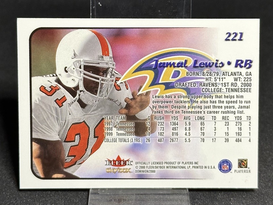 Jamal Lewis RC 2000 Skybox Dominion Rookies #221 Baltimore Ravens | eBay