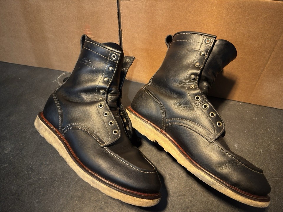 White’s Perry 8” Moc Toe Work Boots Black Leather US 11.5D | eBay