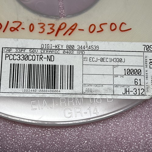 Panasonic 33pF 50V 5% 0402 Multi-Layer Ceramic Capacitors ECJ-0EC1H330J ...