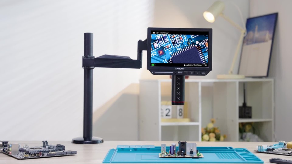 TOMLOV 8" TM4K-AF Autofocus Digital Microscope Flex Arm 4K Soldering ...