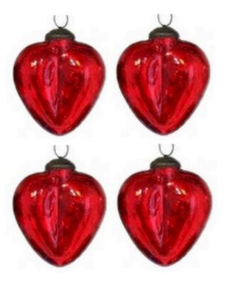 3" Colored Mercury Glass Heart Shape Christmas Ornament Set of 4 | eBay