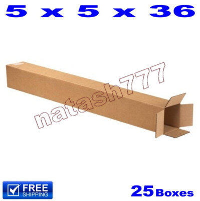25 - 5x5x36 Cardboard Boxes 32-ECT Mailing Packing Shipping Corrugated ...