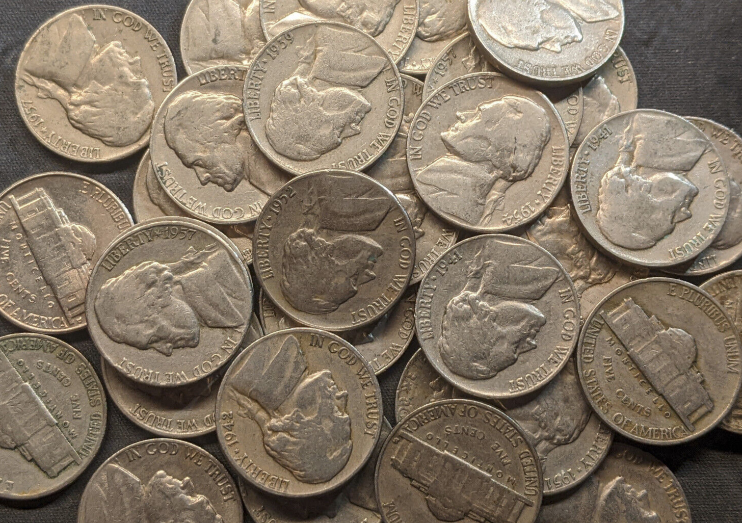 Old Jefferson Nickels Roll Lot of 40 Coins ~ Mixed Dates PRE 1960 | eBay