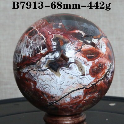 B7913-68mm-442g Natural Polished Mexico Banded Agate Crystal Sphere ...