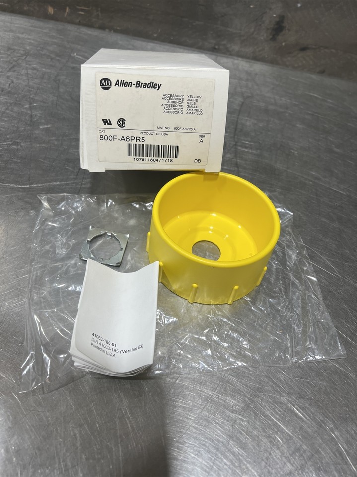ALLEN BRADLEY 800F-A6PR5 SERIES A YELLOW EMO SWITCH GUARD Nos Surplus ...