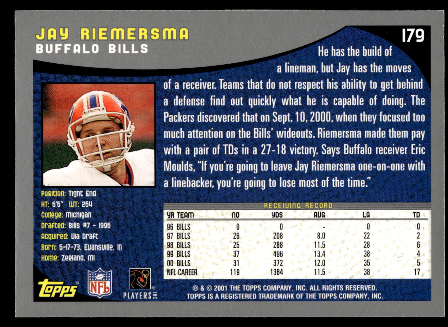 2001 Topps - #179 Jay Riemersma for sale online | eBay