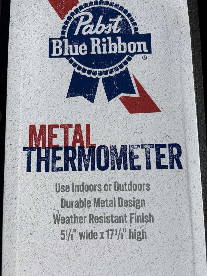 Pabst Blue Ribbon Beer Metal Thermometer Indoor Outdoor Bar Ice Cold ...