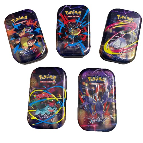 5 Pokemon Sealed Tins 2 Packs In Each Destine Rivals & Mega Evolution ...