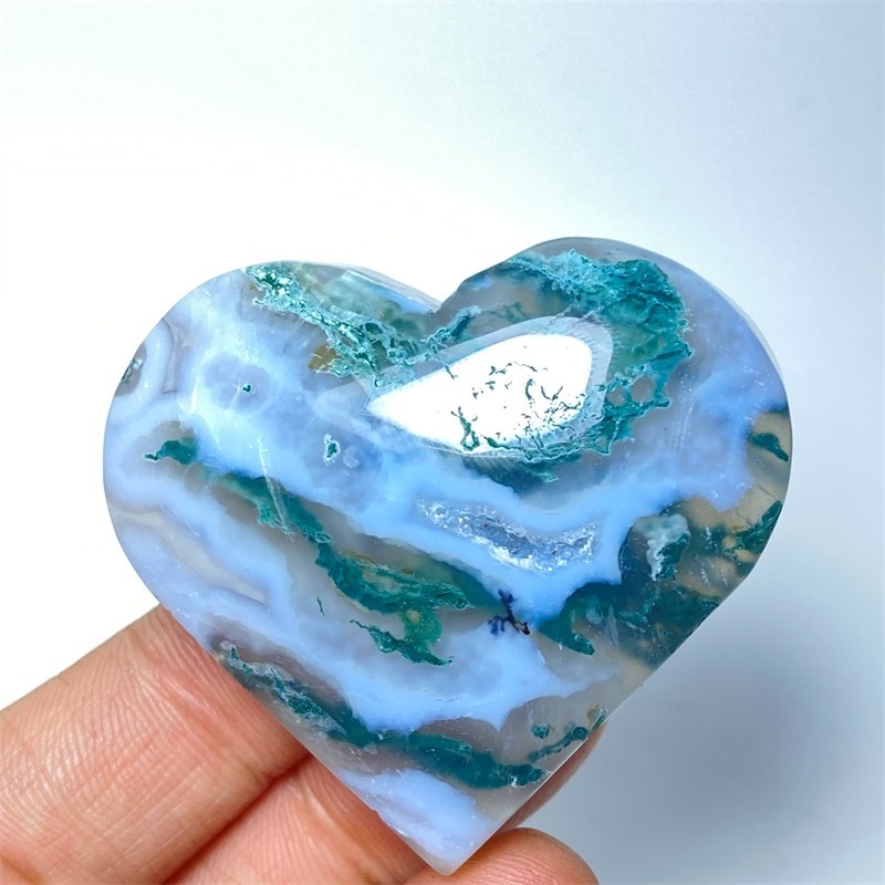 57g Natural Ocean Grass Agate geode Crystal Heart gemstone stone i521 ...