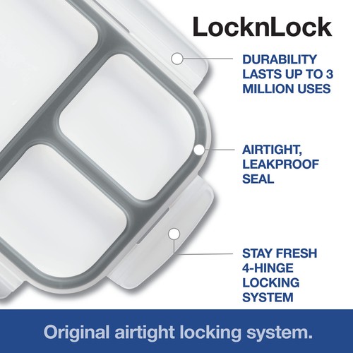 LOCK & LOCK On the Go Meals Three Compartment Divided Lunch Box ...