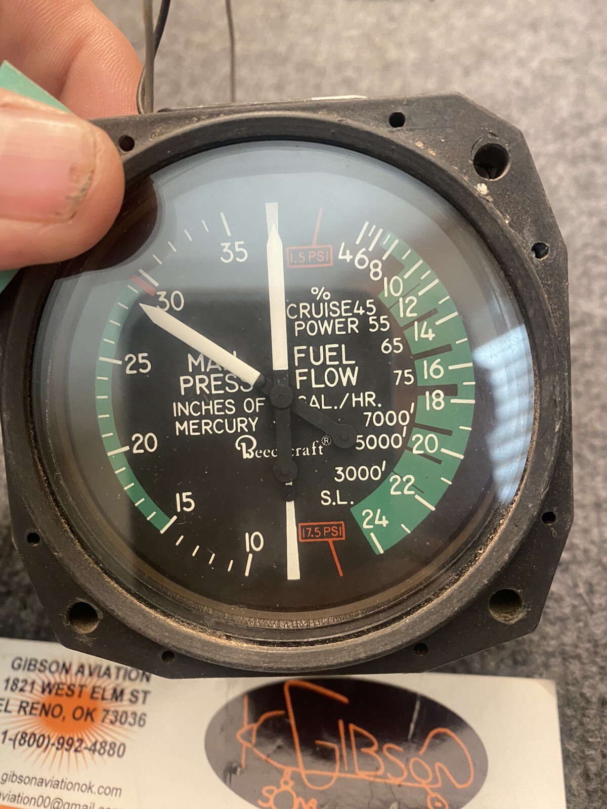 Cessna Manifold / Fuel Pressure United Instruments P/n 6331 or C662037 ...