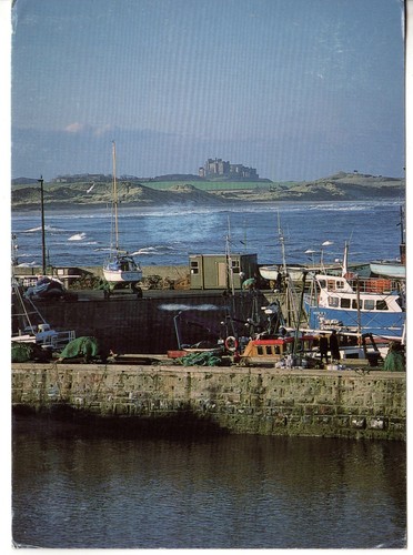 00137 - Postcard showing Seahouses harbour and Bamburgh Castle | eBay UK