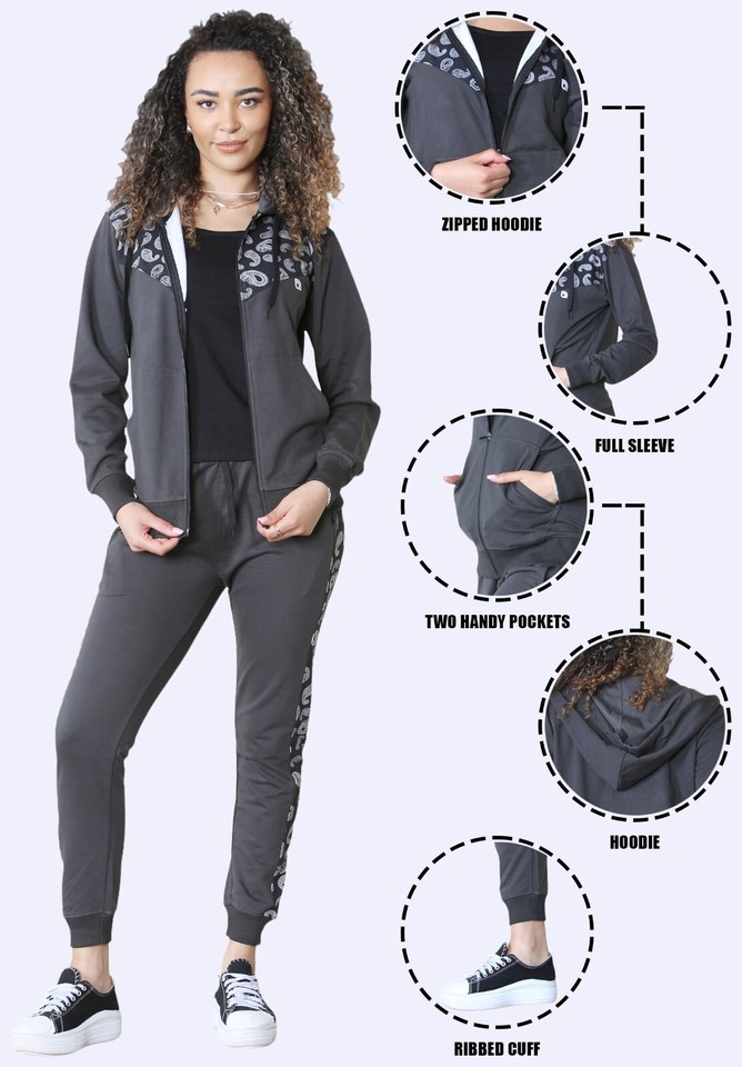Womens Tracksuit Zip Up Women’s Sportswear Set 3 Pcs Terry Tracksuit ...