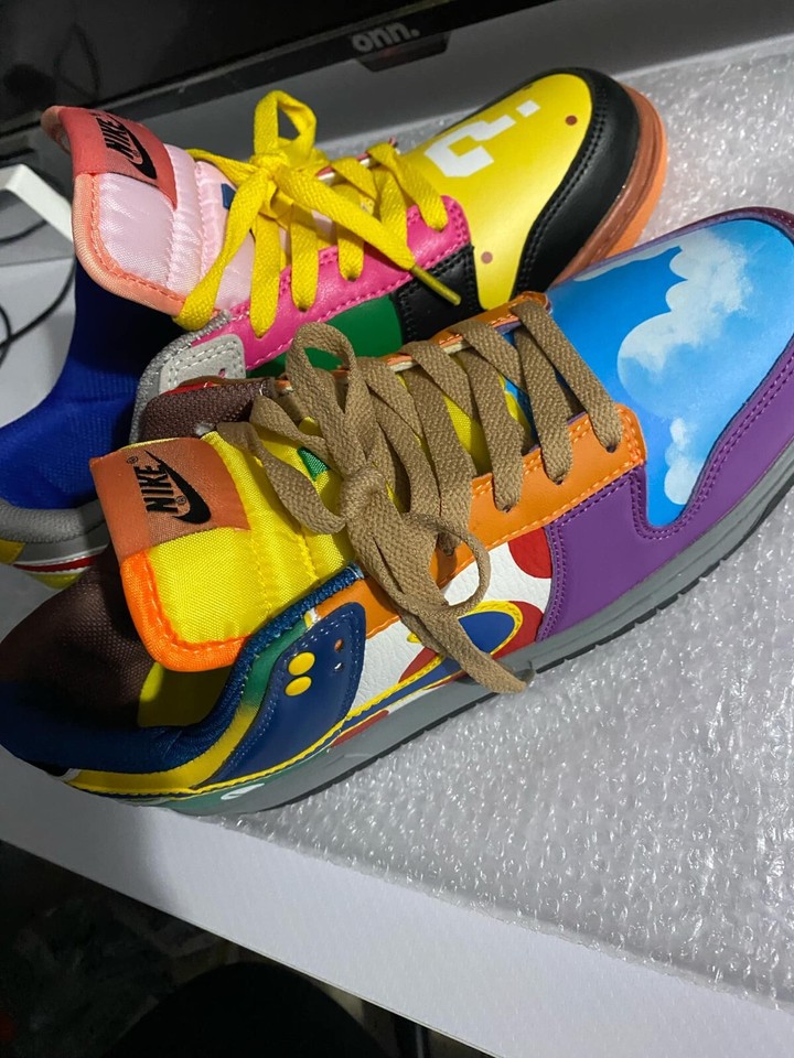 Custom Super Mario Nike Dunks Shoes "What the Mario?" Size 10 New No ...