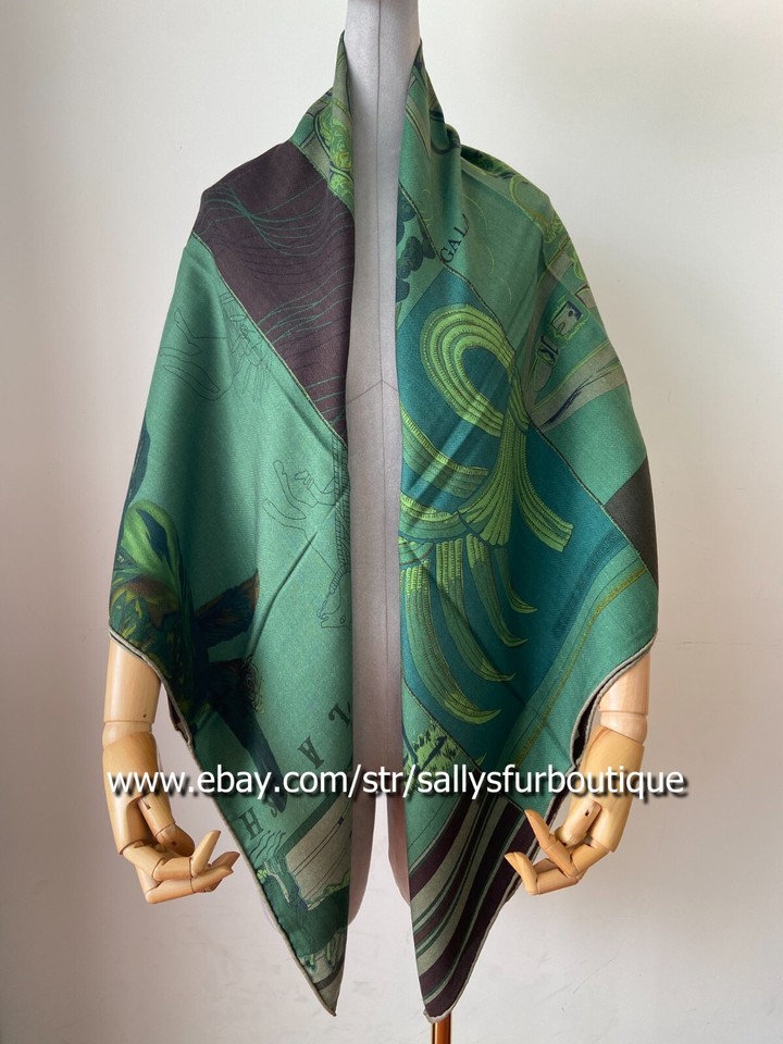 Sallys 70% Cashmere & 30% Silk Wrap Scarf Indian Print Double Face ...