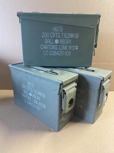 Ammo Can Box 3 Pack M19A1 30 cal 7.62 mm Military Surplus Grade 1 USA ...