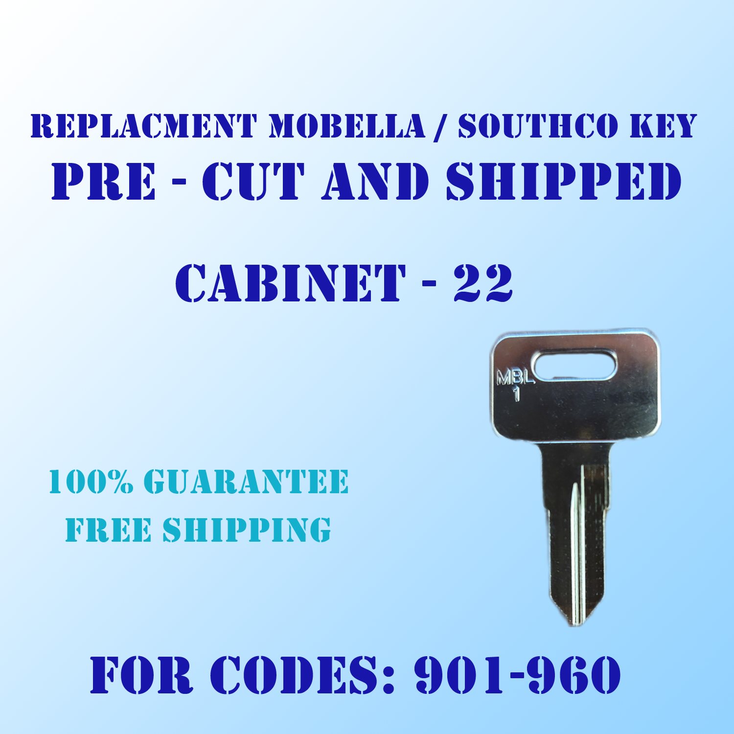 901-960. Replacement key for Mobella / Southco boat locks. Cut to your ...