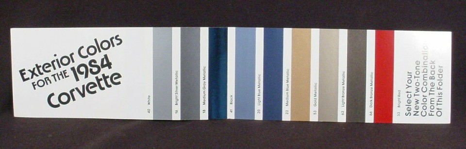 1984 CHEVROLET CORVETTE PAINT COLOR CHIP BROCHURE - ORIGINAL | eBay