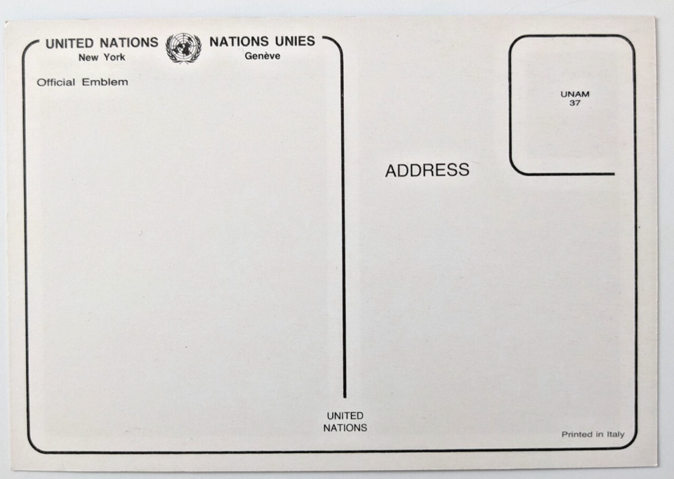 United Nations Official Emblem Vintage Continental Chrome 4x6" Postcard ...