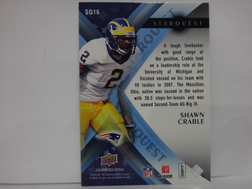 2008 Upper Deck Starquest Rainbow Blue Shawn Crable #SQ16 Rookie RC | eBay