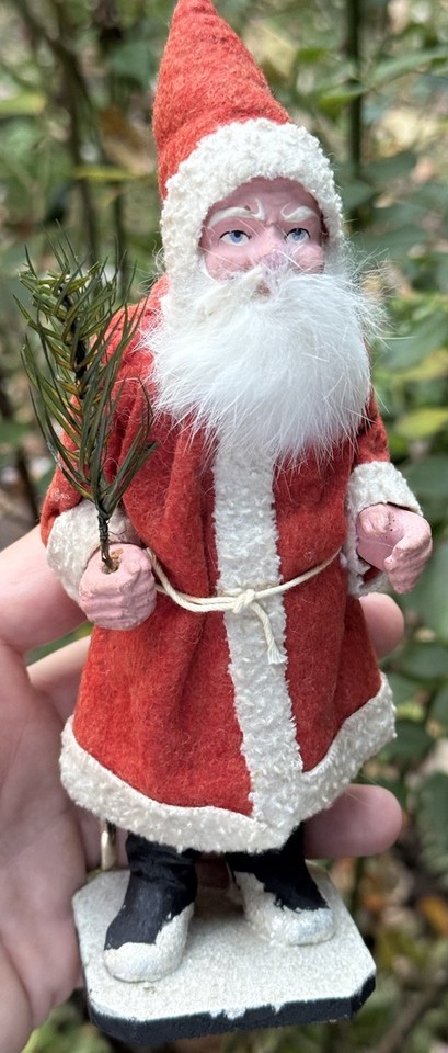 Early Antique Santa Red Coat 8”German Santa Candy Container Red Long ...