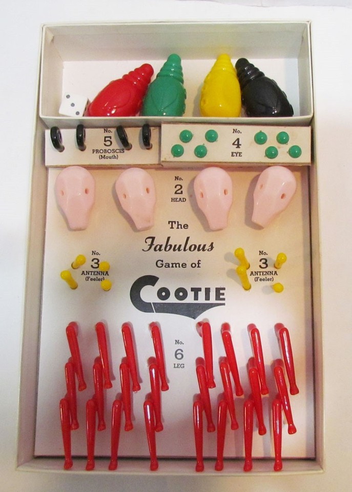 THE GAME OF COOTIE 1960's by SCHAPER VINTAGE ORIGINAL 100% COMPLETE W ...