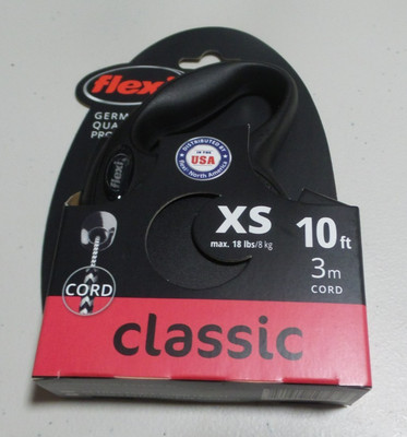 Flexi Retractable Leash For XS Dogs Classic Cord Up To 18lbs 10ft Black ...
