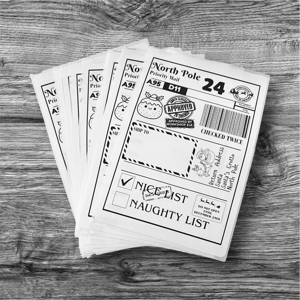 10 x Christmas North Pole Santa Claus Approved NICE List Postage Labels ...
