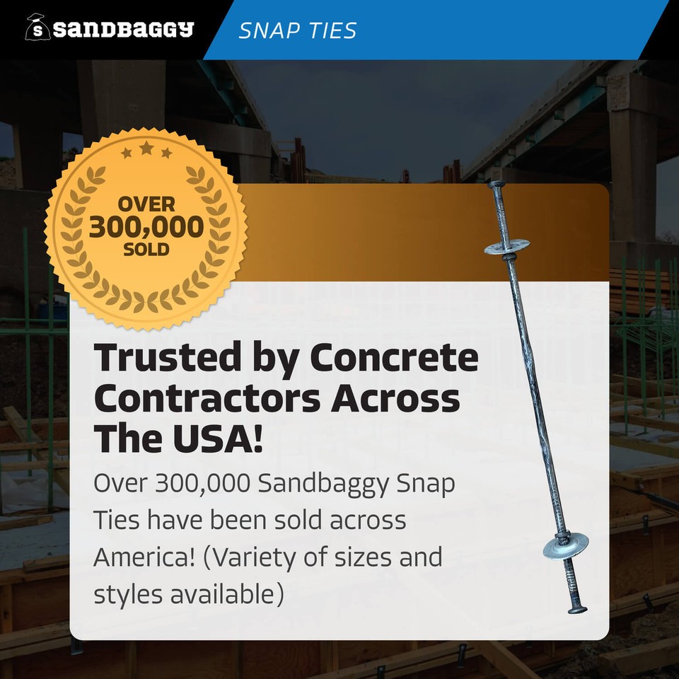 Sandbaggy 8" x 1 ⅝" Standard Snap Ties for Concrete Forms - 1" Cup ...