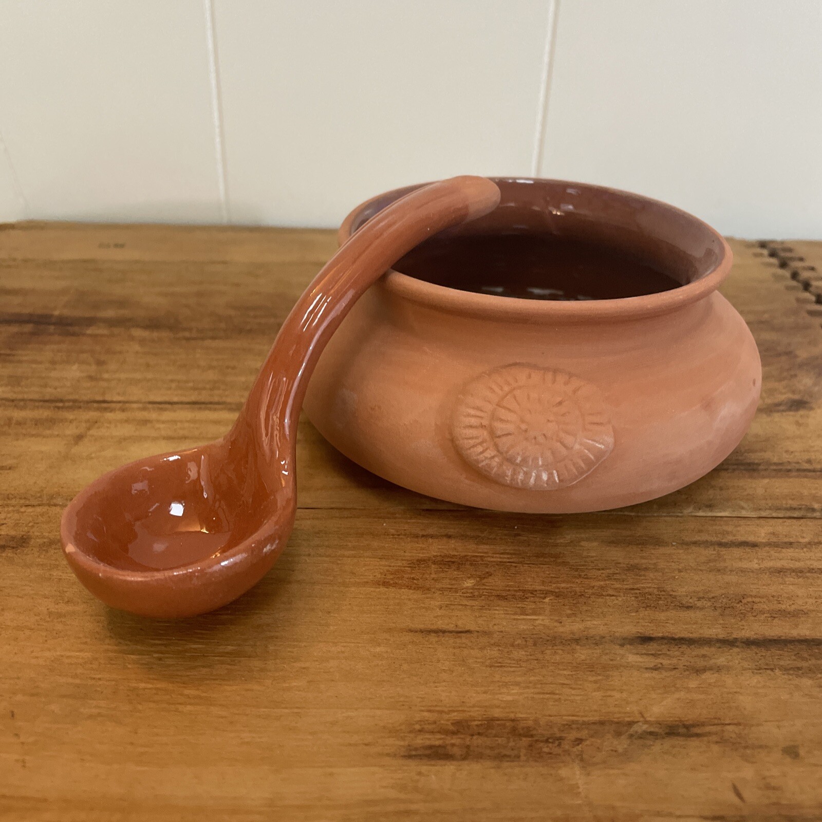 Vintage Bortner & Bortner Ltd Design TerraCotta Salsa Bowl with Spoon ...