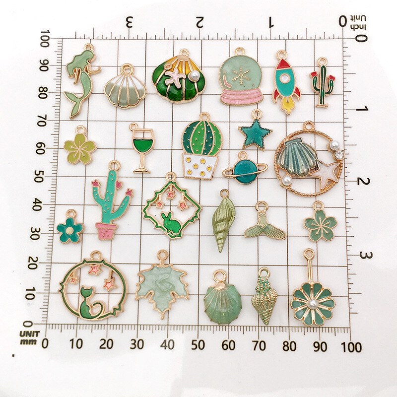 31/40pcs Mix Cute Enamel Charms Pendants for Jewellery Making Earrings ...