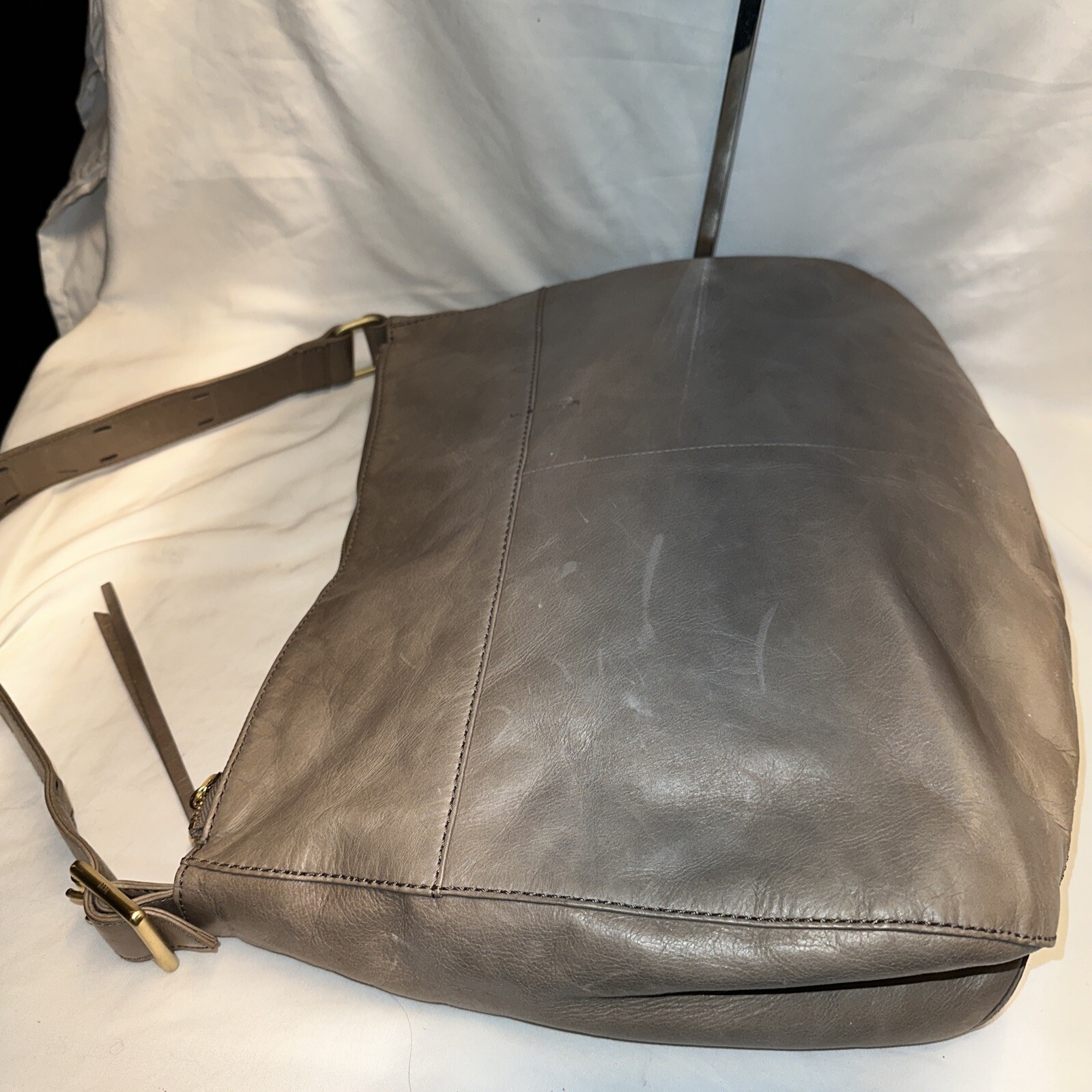 Hobo Distressed Taupe Leather Satchel - Gem