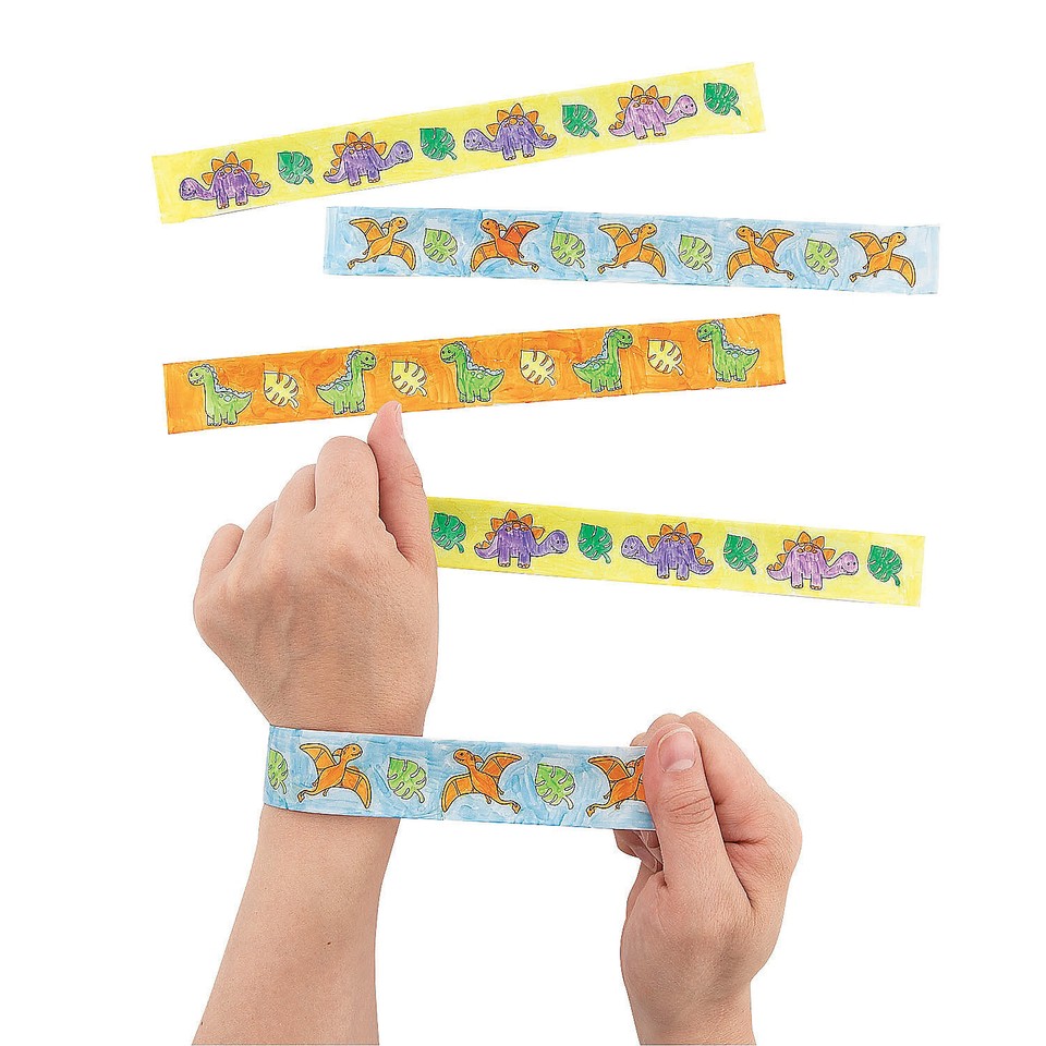 Color Your Own Dinosaur Slap Bracelets, Craft Kits, 48 Pieces | eBay