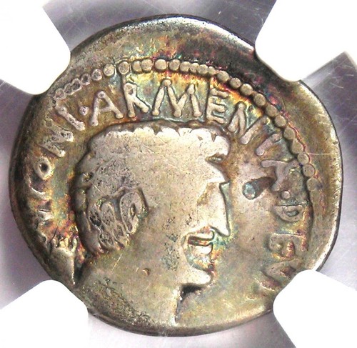 Cleopatra VII and Marc Antony AR Denarius Silver Coin 34 BC - Certified ...