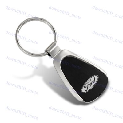 FORD Logo Black Tear Drop Authentic Chrome Key Fob Keyring Keychain Tag ...