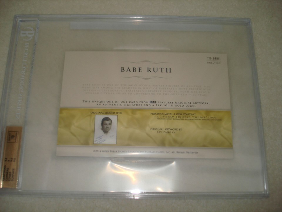 The Bar Signature Cut Babe Ruth Autograph 1/1 Gold BGS 9.5 JSA Auto ...