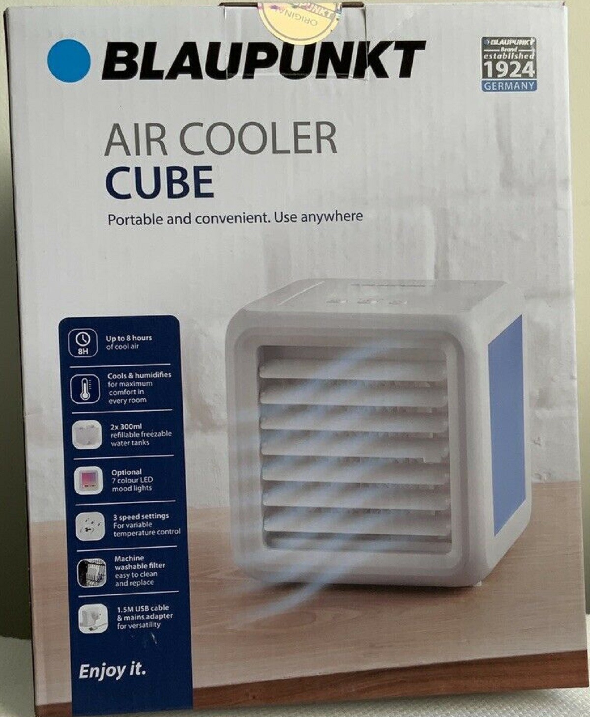 Blaupunkt Small Air Cooler Cube Fan for Summer with 7 Modern LED Mood ...