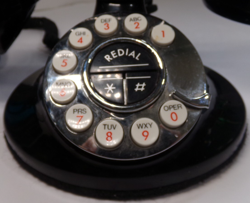 1993 Phone TeleConcepts Model 230542 Black circa 1926 Push Dial Phone ...