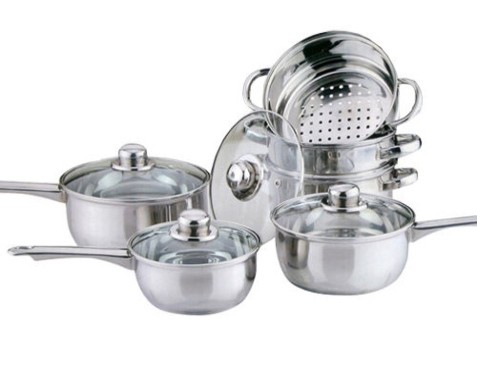 6PC STAINLESS STEEL COOKWARE STEAMER SET COOK SAUCE SAUCEPAN PAN POT ...