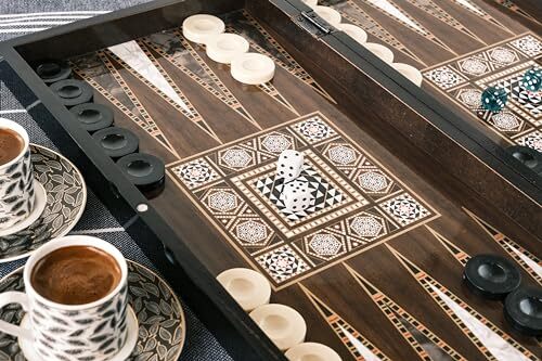 Exquisite Turkish Backgammon Checkers 2-in-1 Game Set - 19'' Board with ...