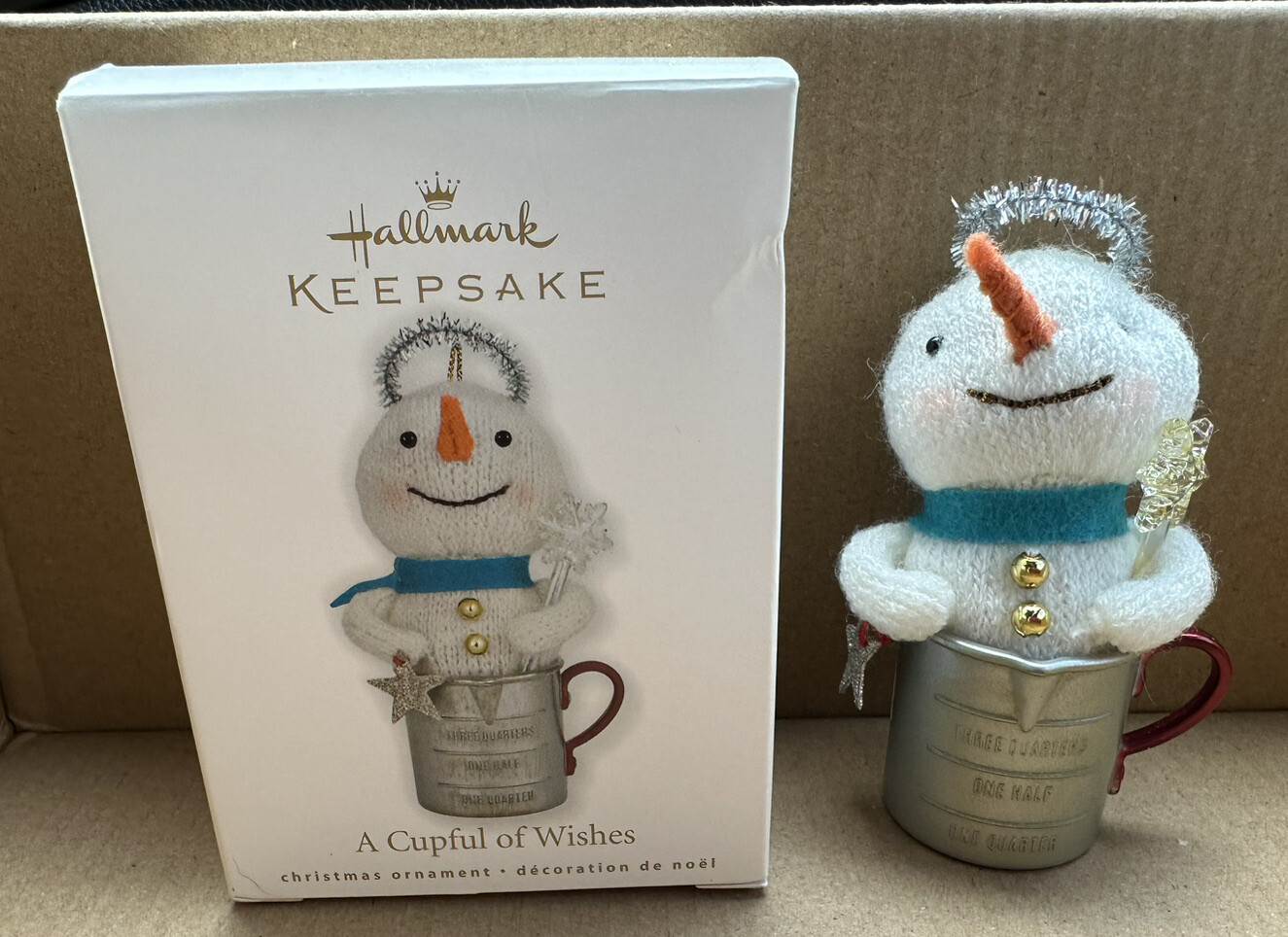 Hallmark Ornament A Cupful of Wishes Snowman in Measuring Cup Christmas ...
