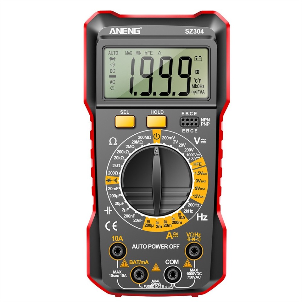 Digital Multimeter Voltmeter AC DC Volt Meter Ohmmeter Auto Range ...