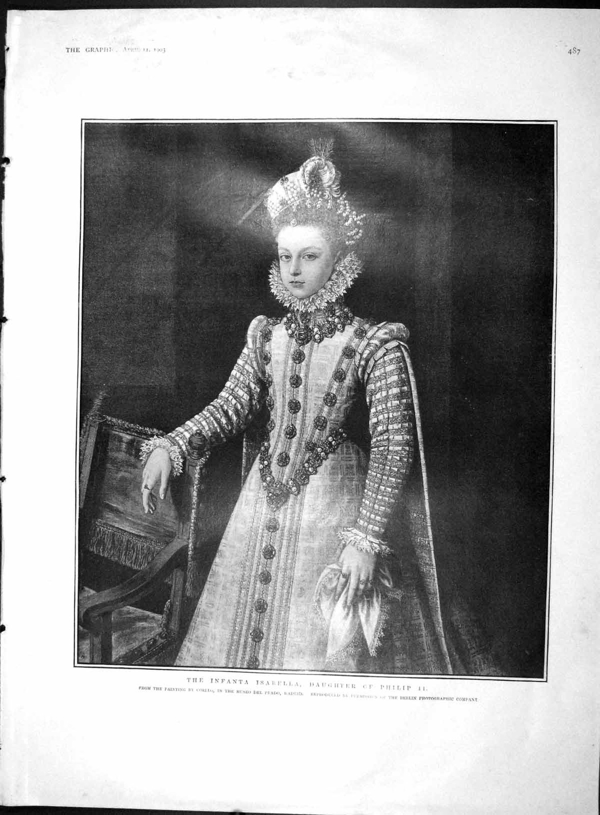Original Old Antique Print 1903 Portrait Infanta Isabella Daughter ...