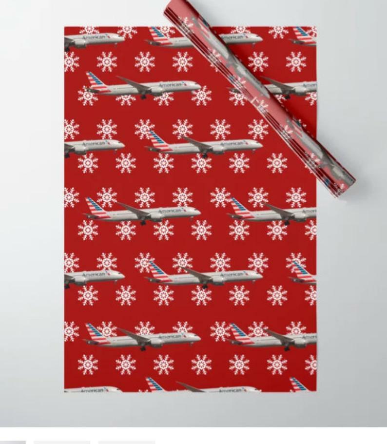 American Airlines Aircraft - Christmas Wrapping Paper (Red) | eBay