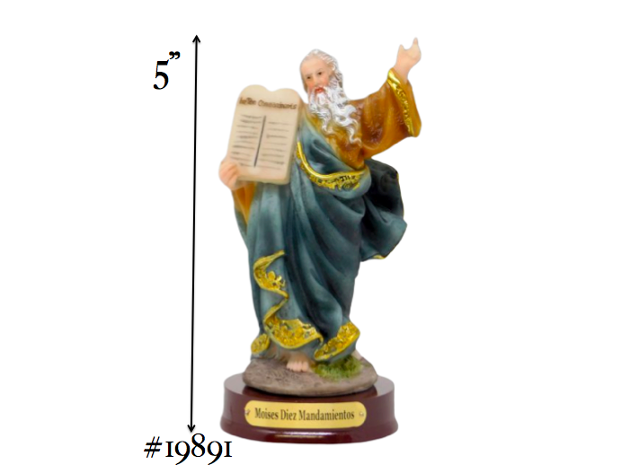 Small 5” Moises Los Diez Mandamientos, Moses Resin Statue Figurine ...