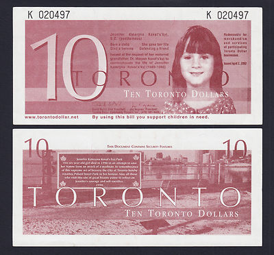 Canada 2002 Commemorative $10 Local Currency TORONTO Dollars VF+ RARE ...