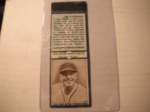 Charles "Gabby" Hartnett Matchbook Chicago Cubs HOF Diamond Matches (no ...
