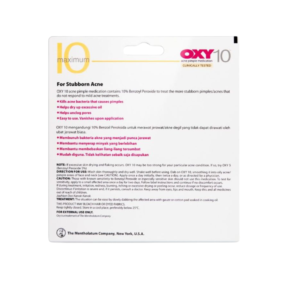 1 Boxes OXY 10 10% Benzoyl Peroxide 25g Stubborn Acne Pimple Spot ...