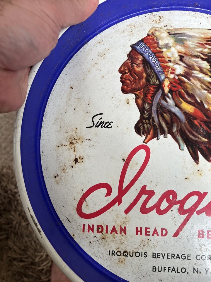 Vintage Iroquois Indian Head Beer and Ale Serving Tray, 12" Diameter ...